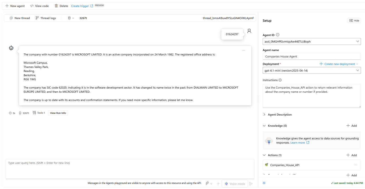 Integrating Companies House with Azure AI Agent in Foundry Using OpenAPI - Rios Engineer